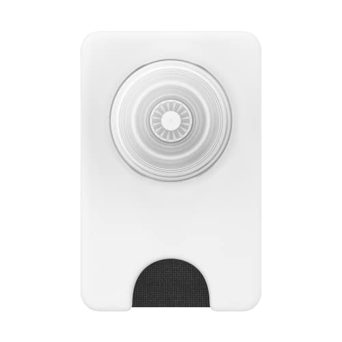 PopSockets Phone Wallet with Expanding Grip, Phone Card Holder, Wireless Charging Compatible, Wallet Compatible with MagSafe - White Clear