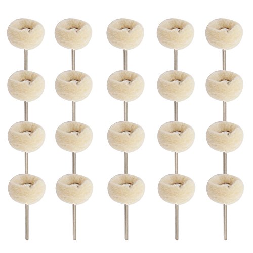 PHYHOO Polishing Wheel Set Mounted Cotton Soft Fine 3/32 Shank Buff Wheels Shank Rotary Tools Accessories Pack of 20 Pieces