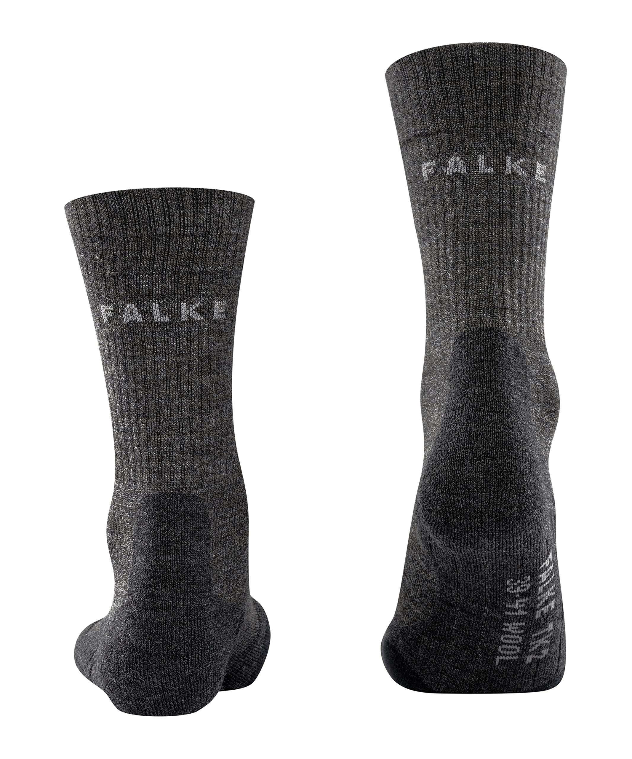 FALKE Women's TK2 Explore Wool Hiking Socks, Mid Calf, Medium Padding, Athletic, Breathable Quick Dry, Merino Wool, Grey (Smog 3150), 5-6, 1 Pair