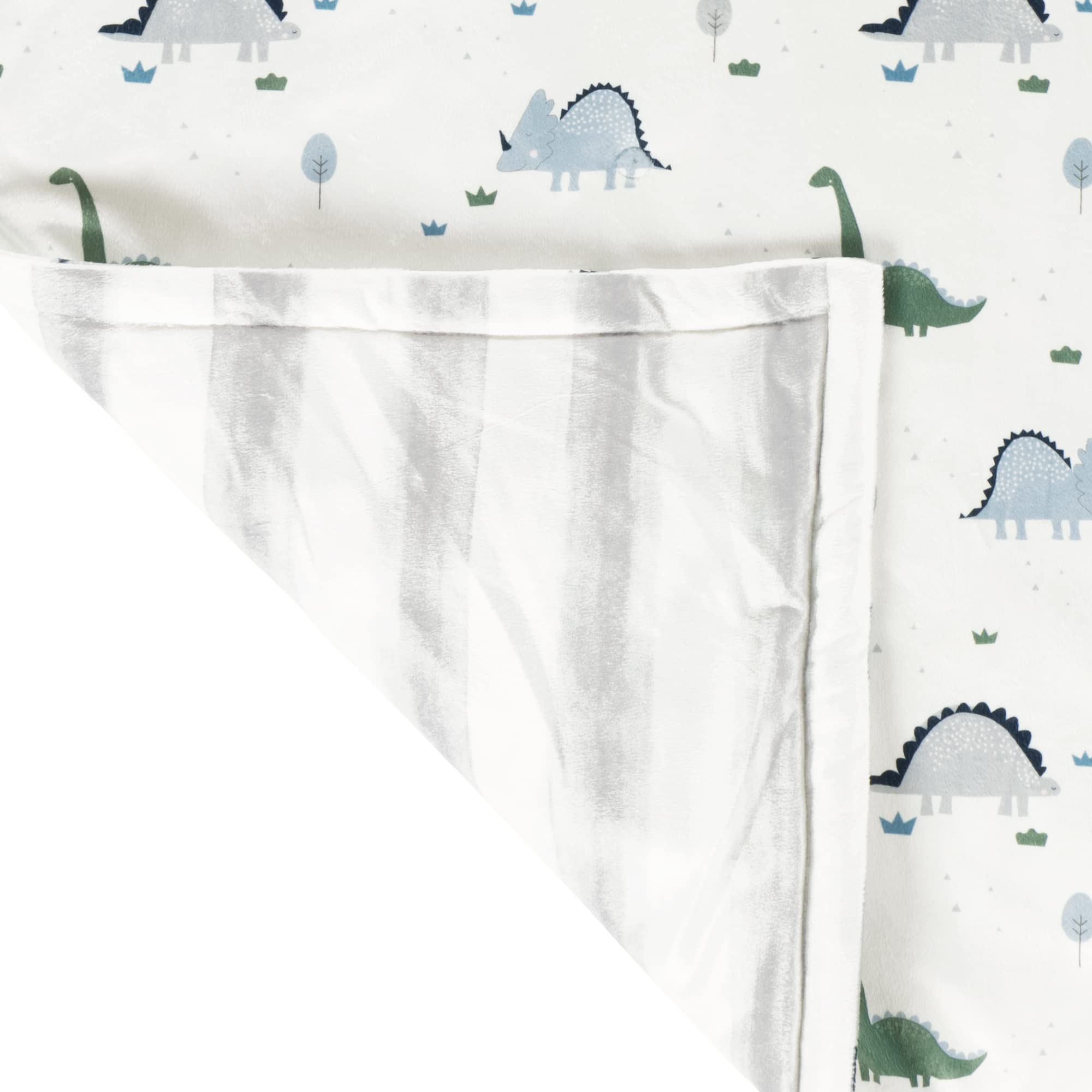 Lush Decor Baby Dinosaurs Roar Reversible Soft & Plush Oversized Blanket, 50" x 36", Dusty Teal & Gray
