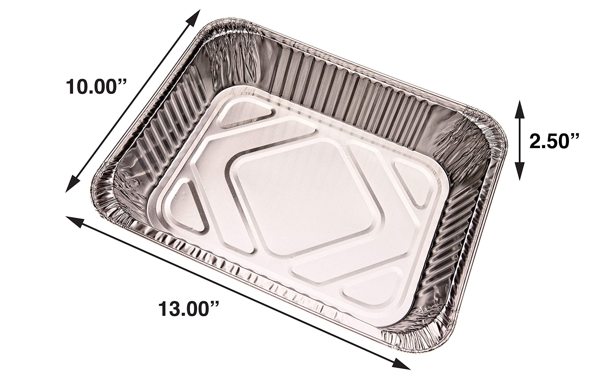 J-Line Design Aluminum Foil Disposable Roasting Broiler Pan - Half Size Steam Table Pan - 13 x 10 x 2.5 Inch - 18 Pack - Complete with Silicone Basting Brush and Stainless Steel Mini Tongs