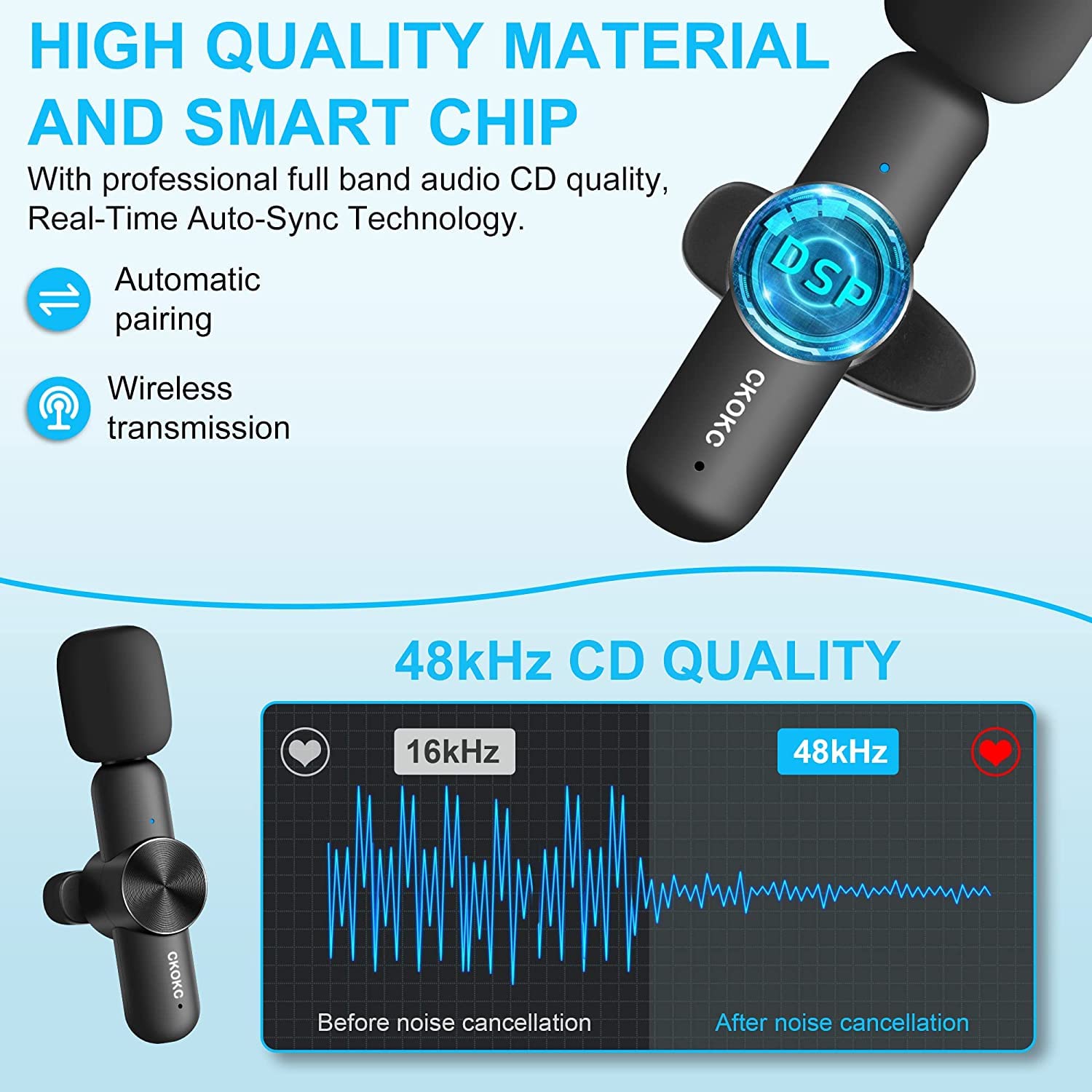 GRTPRTS Wireless Microphone for iPhone iPad, iPhone External Microphone for Video Recording, Wireless Lavalier Microphone for iPhone, Clip On Lapel Mic for TikTok Facebook Live1