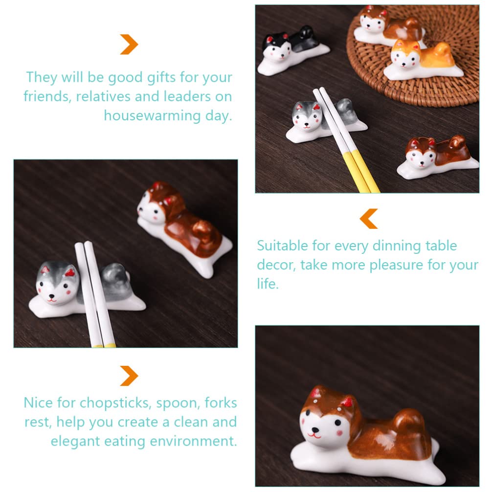 Hemoton 4pcs Shiba Inu Chopstick Rest Rest Chopsticks Spoon and Chopstick Rest Ceramic Dog Korean Chopstick Rest Vintage Spoon Rest Spoon Holder Silverware Ceramics Old Fashioned