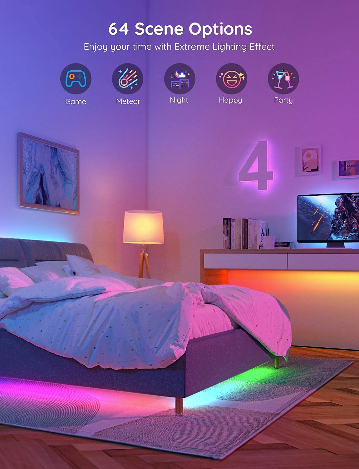 Govee 16.4ft RGBIC LED Strip Lights, Segmented Control, App Control, Remote and Control Box, Enhanced Music Mode, Scene Modes, LED Light Stip for Parties, Room, Kitchen, Holiday, Home Decor