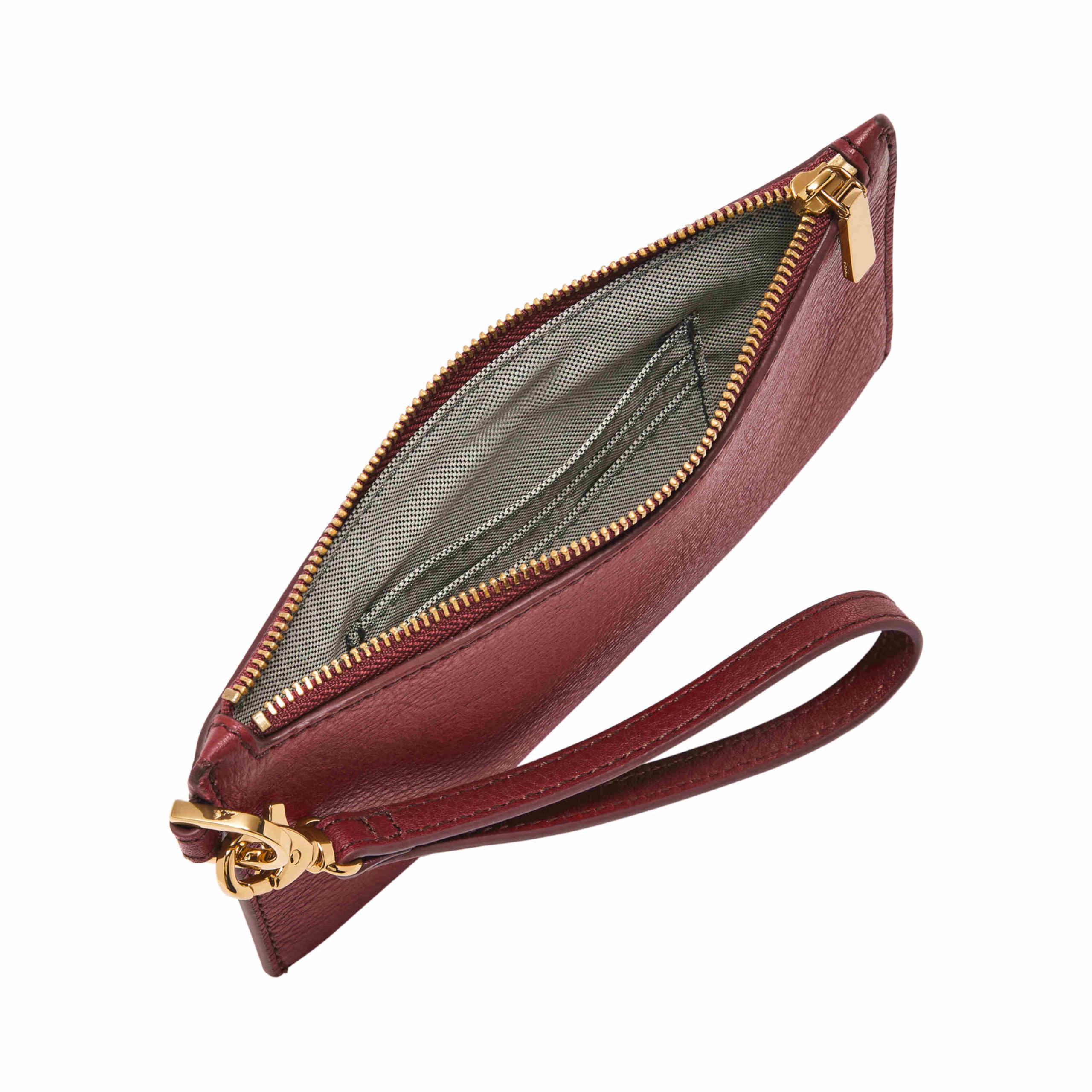 Fossil Women's Small Leather Wristlet Wallet Pouch with Removable Strap