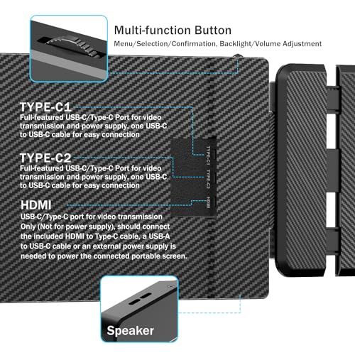 KEFEYA Laptop Screen Extender,14" Triple Screen Laptop Monitor Extender, 1080P FHD Portable Monitor for 13"-17.3" Laptops, HDMI/USB-A/USB-C for MacBook, Windows, Chrome, Switch, Plug and Play