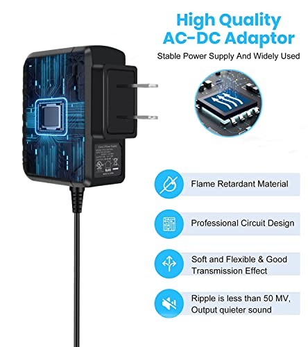 Gonine DC 9V Charger Replacement for Guitar Pedals Power Supply, 9Vdc Power Adapter Center Negative 9 Volt Power Cord for BOSS PSA Effects Pedal, Distortion, Casio Keyboard, PSA -120S and More.