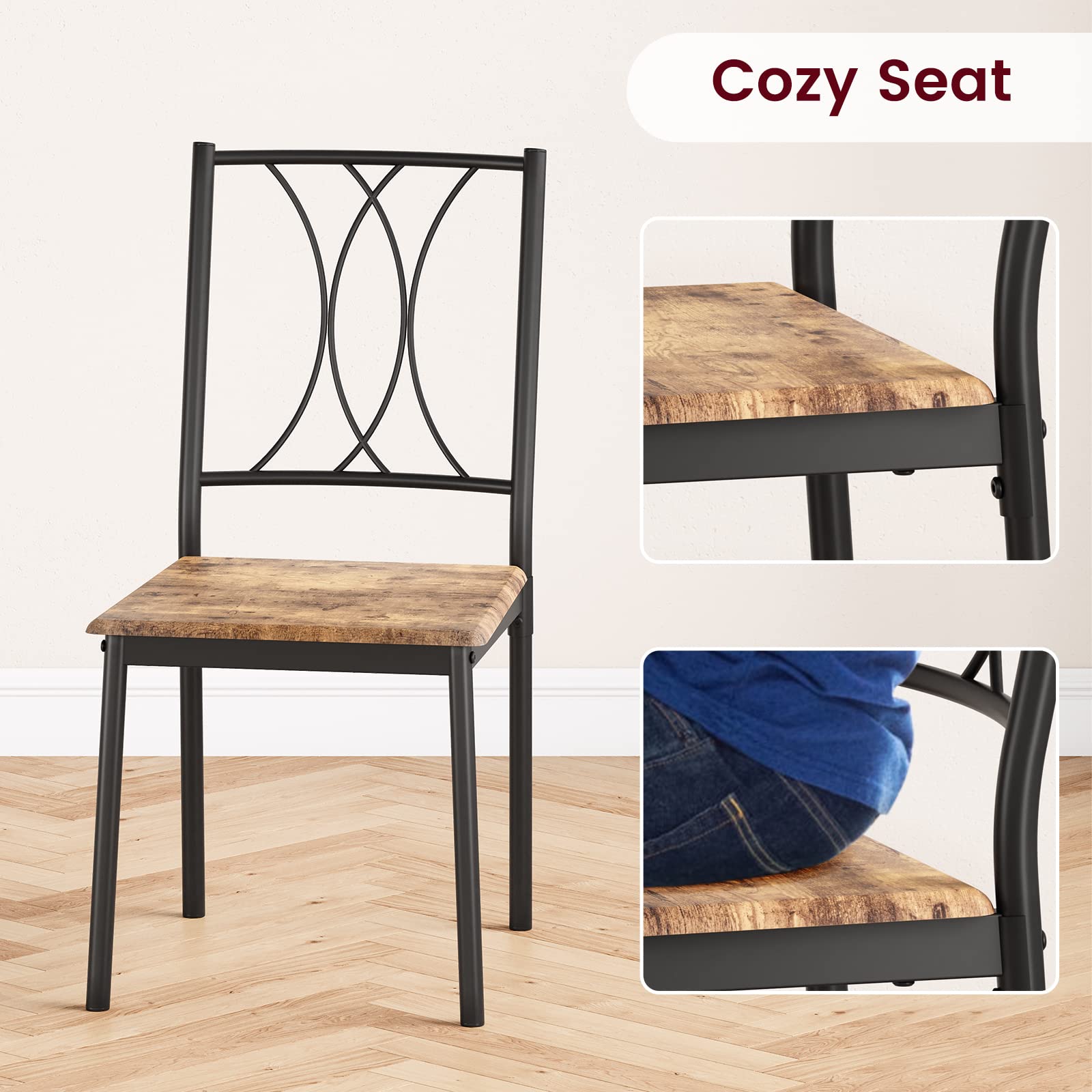 Fancihabor Dining Table Set for 2, Kitchen Table and Chairs for 2, Square Dining Room Table Set with 2 Upholstered Chairs, 3 Piece Kitchen Table Set for Small Space, Apartment, Rustic Brown