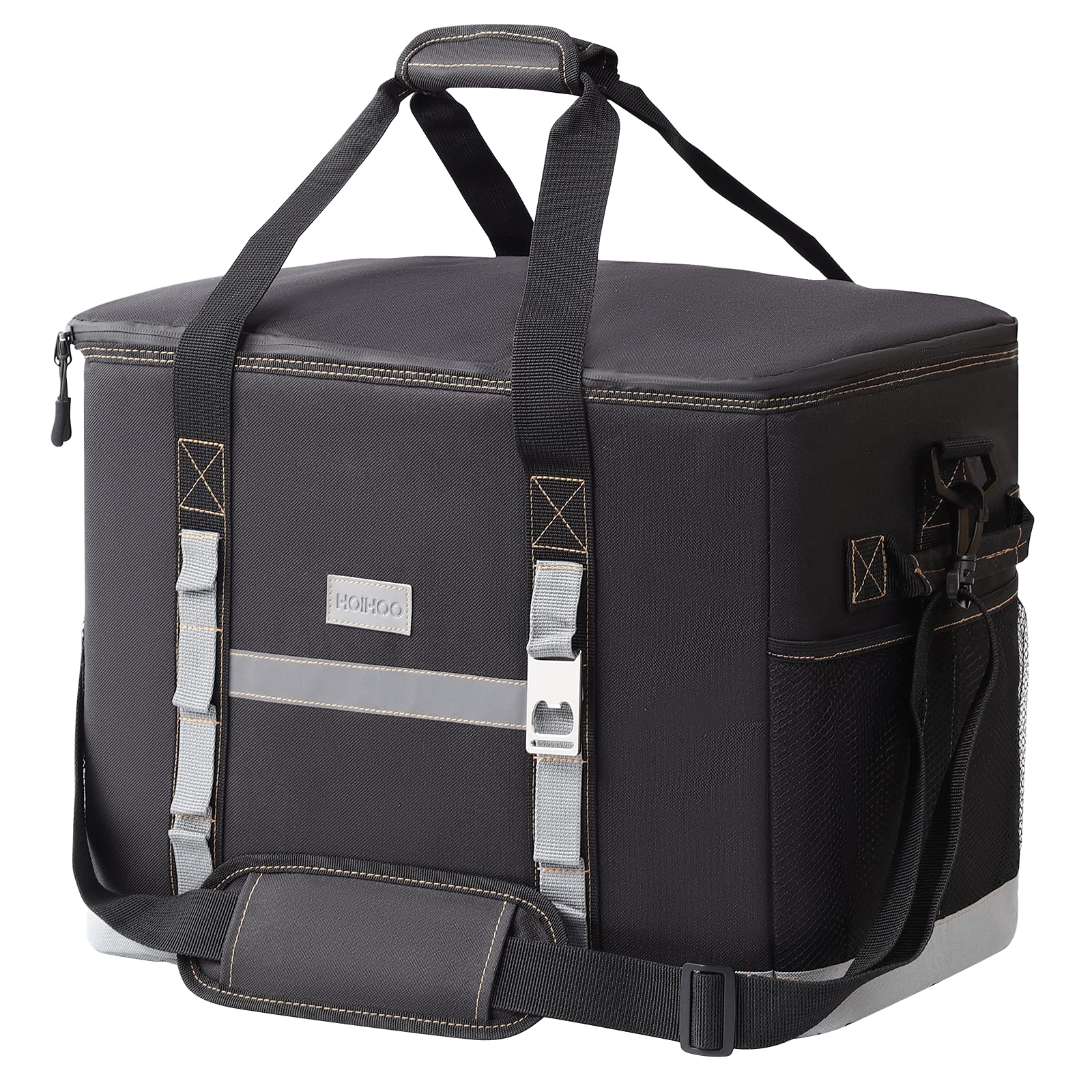 HOIHOO Large Capacity Insulated Cooler Backpack, 330ml, Black-1, Nylon, 600D Oxford