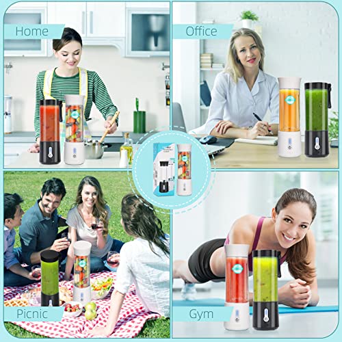 Portable Blender for Shakes and Smoothies,17oz Personal Size Blender with USB Rechargeable and 6 Blades, Fruit Veggie Fresh Juicer Mini Portable Blender Cup for Travel Sports Kitchen (White)