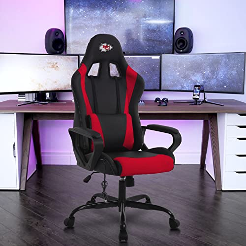 Gaming Chair High Back Computer Chair Comfortable Massage Office Chair Executive Racing Chair Adjustable Height Ergonomic PU Desk Chair with Lumbar Support Armrest for Home Office (Red, KC)