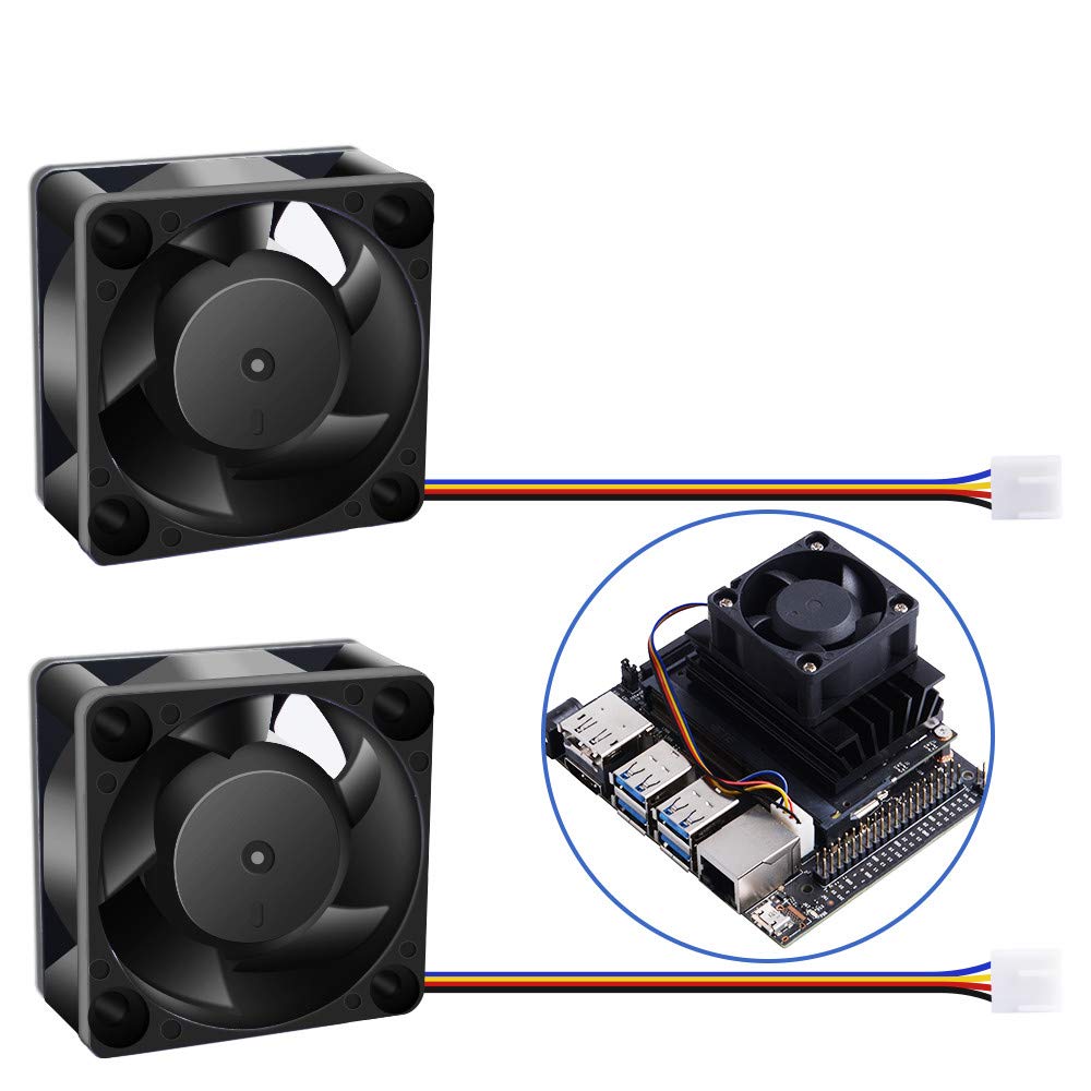 GeeekPi 2-Pack Fan for NVIDIA Jetson Nano, DC 5V 4020 Cooling Fan 40mm×40mm×20mm with Dual Ball Bearing PWM Speed Adjustment Strong Cooling Air Fan with 4PIN Reverse-Proof Connector