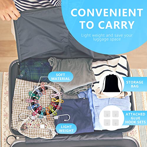 Portable Clothesline with 12 Clothespins, Retractable Travel Clothesline, Suitable for Home Indoor and Outdoor Drying, as Well as Balcony, Outdoor Camping use