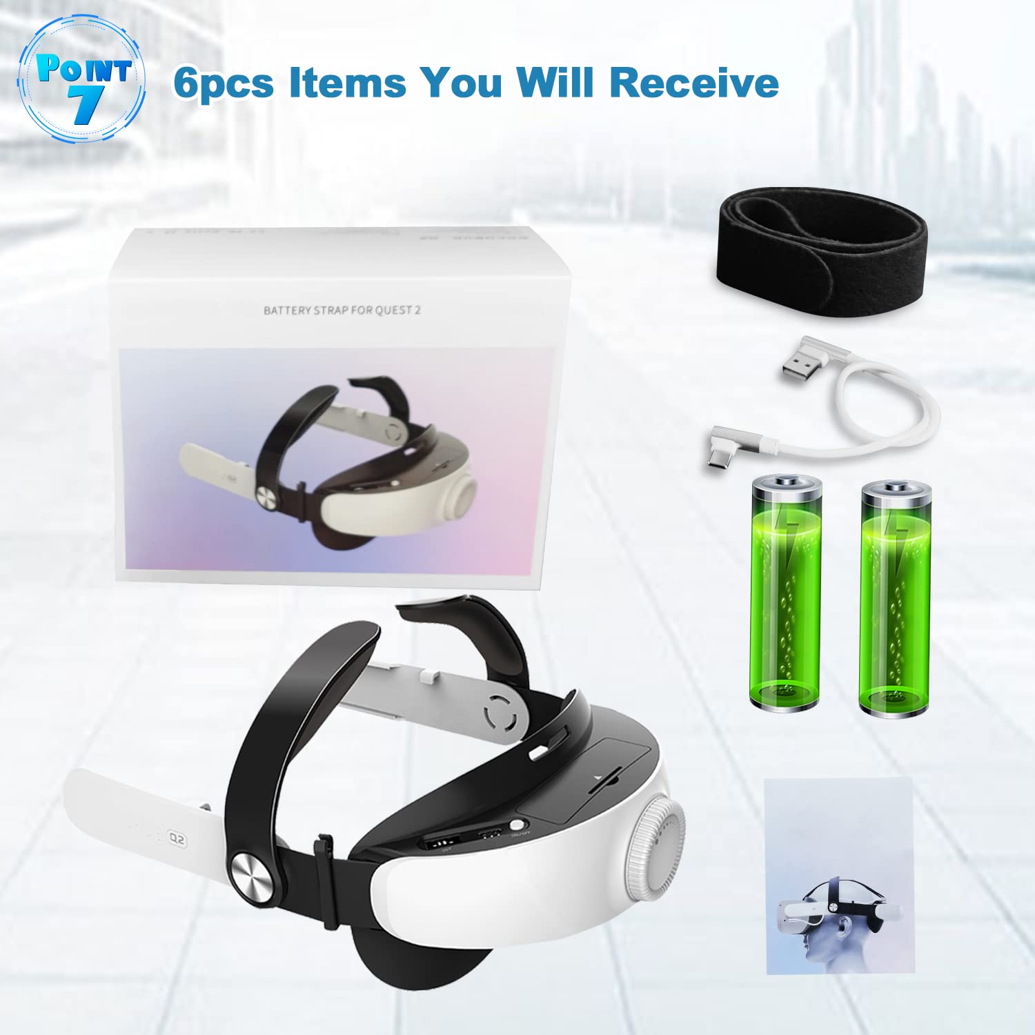 Head Strap for Oculus Quest 2 with 5200 Power Battery Pack - Elite Strap Extend Playtime Up to 7 Hours for Meta VR Replacement Headset Accessories Comfortable Lightweight…
