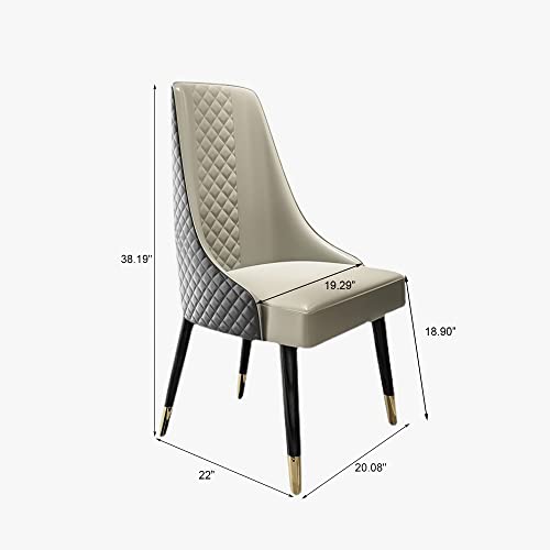 POVISON Faux Leather Dining Chair Set of 2, Mid-Century Upholstered Bar Chair with Solid Wood Legs for Pub Coffee Home, Kitchen Room, Grey, 38"