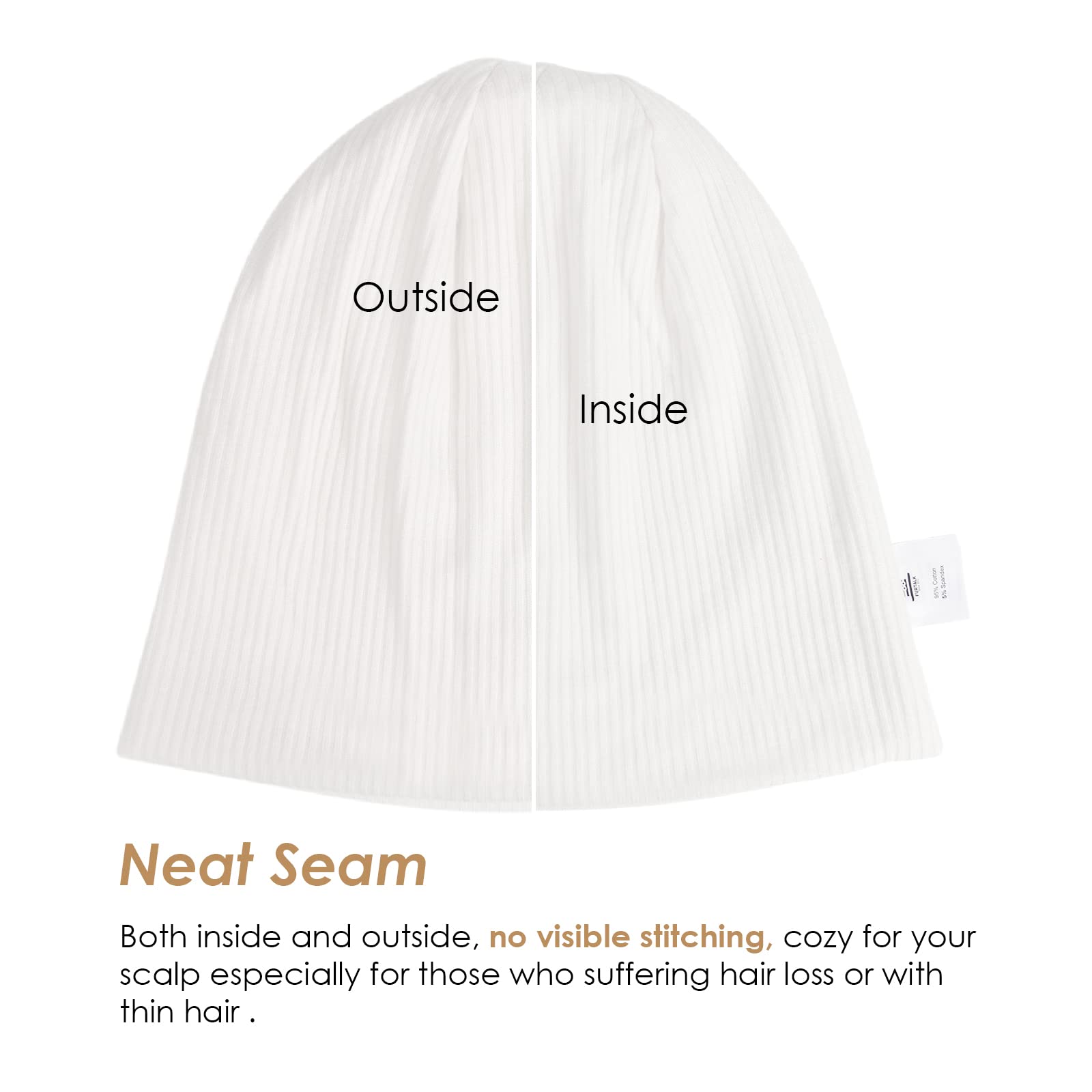 FURTALK Slouchy Beanie Hat for Women Men Cotton Lightweight Summer Beanies Soft Skull Cap Thin Knit Hat White