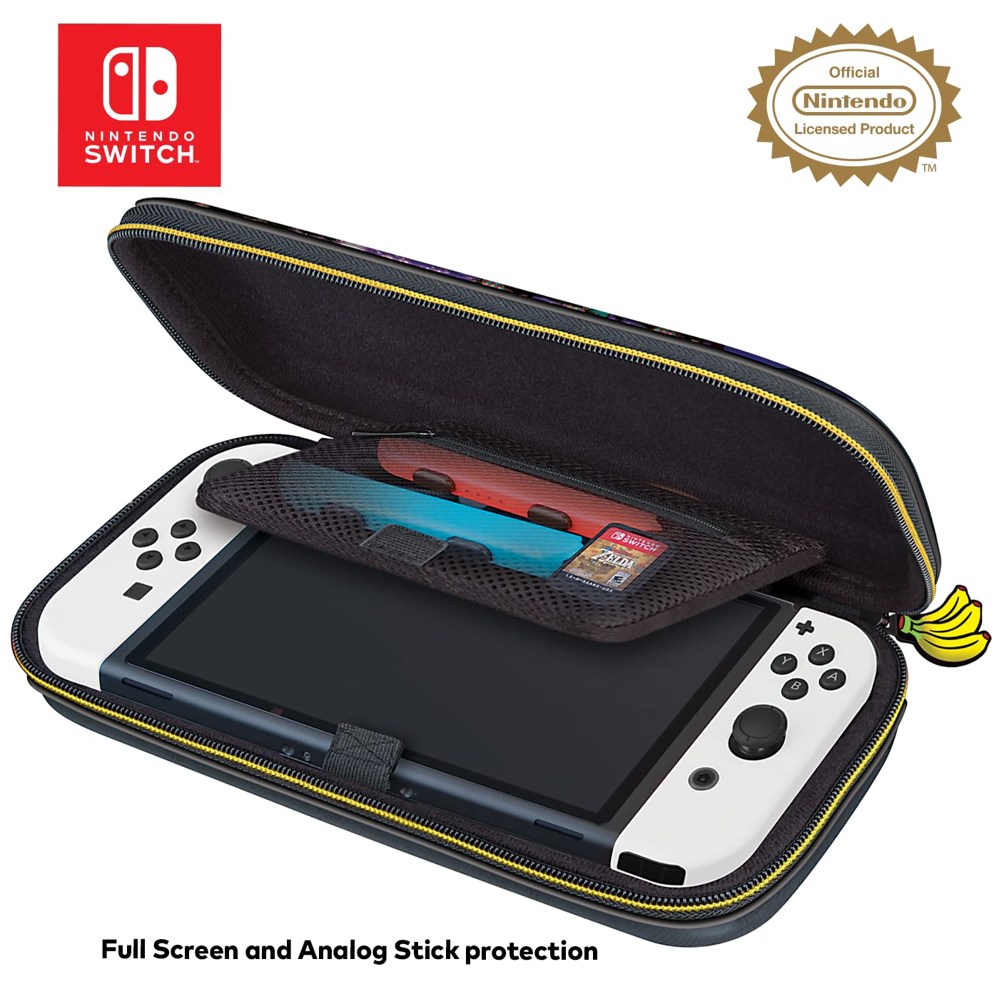 Game Traveler Donkey Kong Nintendo Switch Case - Switch OLED Case for Switch OLED & Original Switch, Adjustable Viewing Stand & Bonus Game Cases, Deluxe Handle, Licensed Nintendo Switch Game case