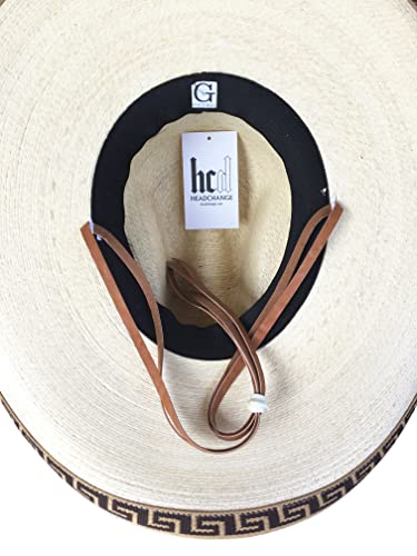 Headchange Sahuayo Mexico Palm Straw Gus Crown Vaquero Cowboy Hat (Large (7 3/8-7 1/2), Gus Crown Brown Band)