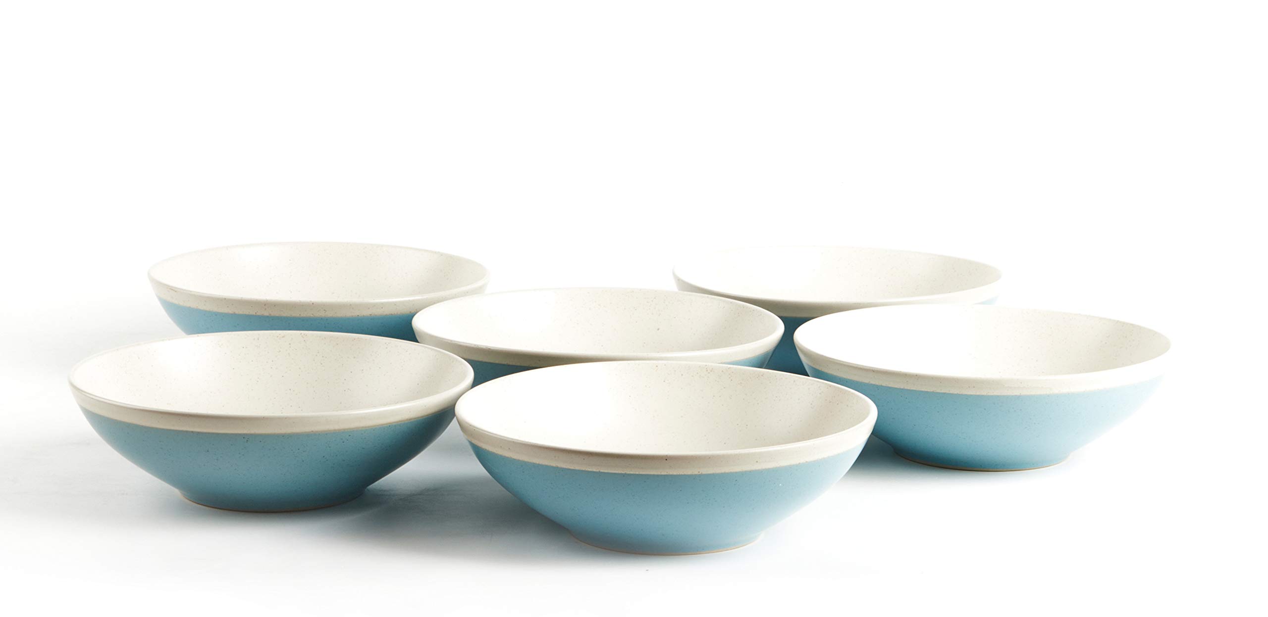HomeVss Rock Ridge Speckled Stoneware Dinnerware Set (18pc Set, Turquoise and Ivory)