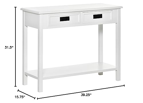 HOMCOM Console Table with 2 Storage Drawers and Open Shelf, Modern Sofa Table for Hallway, Living Room, or Bedroom, White