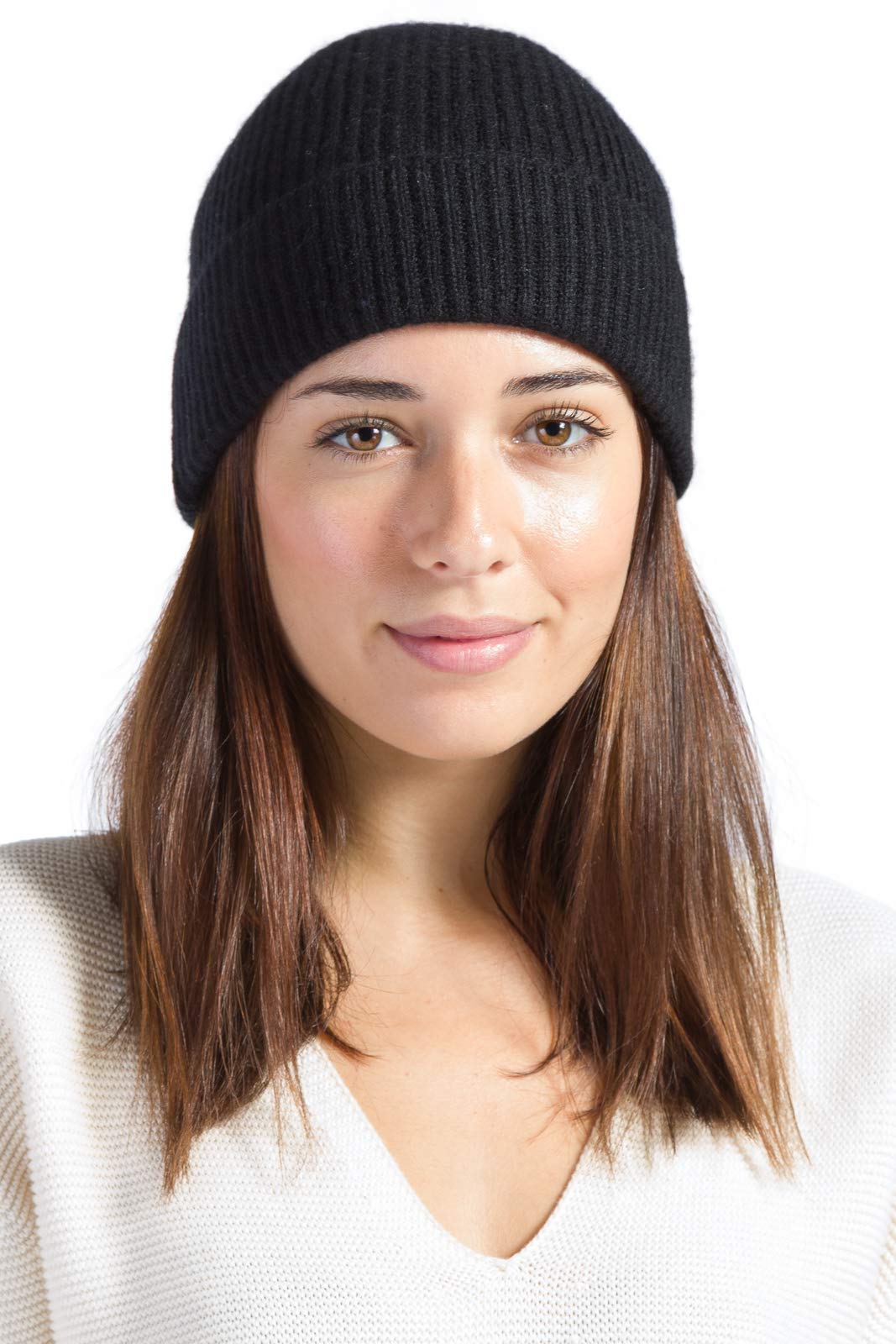 Fishers Finery Women's 100% Cashmere Beanie (Black)