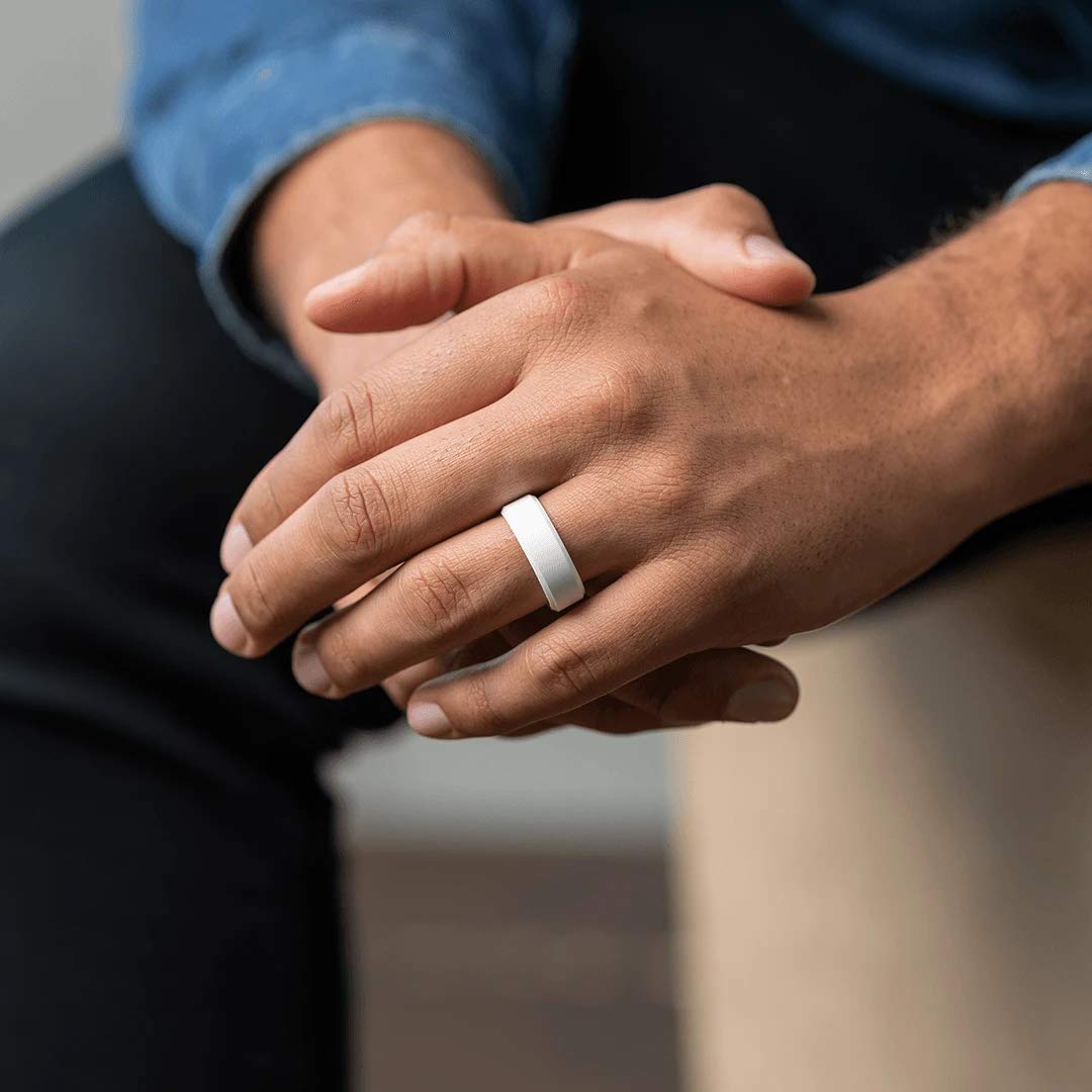 Enso Rings Bevel Classic Silicone Wedding Ring β Hypoallergenic Unisex Wedding Band β Comfortable Band for Active Lifestyle β 8mm Wide, 2.16mm Thick Navy Blue Size: 8