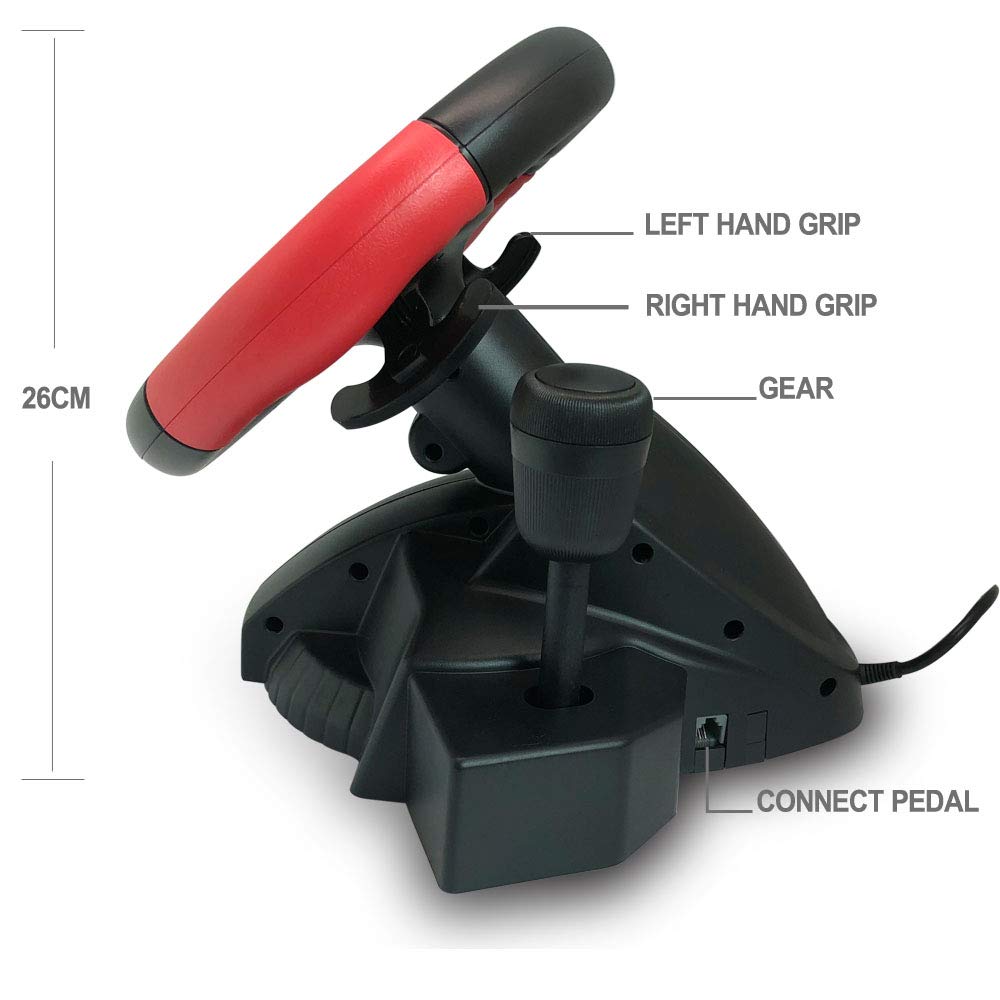 GAMEMON 8IN1 Racing wheel compatible with Playstation4 PS4/Playstation3 PS3/PC/Xbox 360/Xbox One/Nintendo Switch/Android with gear and foot pedal