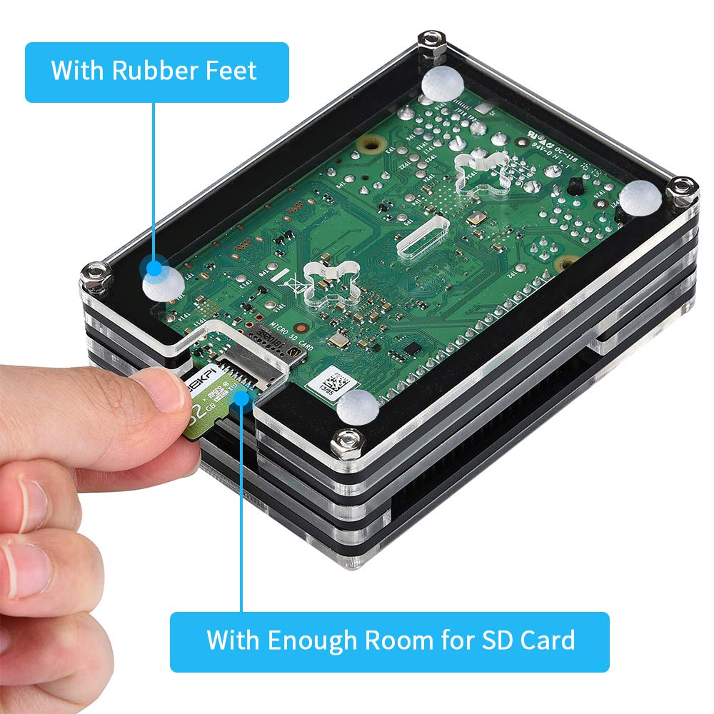 GeeekPi Raspberry Pi 4 Case with 4010 Fan 5V, 5V 3A USB-C Power Adapter, 4 x Heatsink, 1M Micro HDMI Cable, HDMI Micro HDMI Adapter, USB Card Reader for Raspberry Pi 4 Model B (RPi Board Not Included)