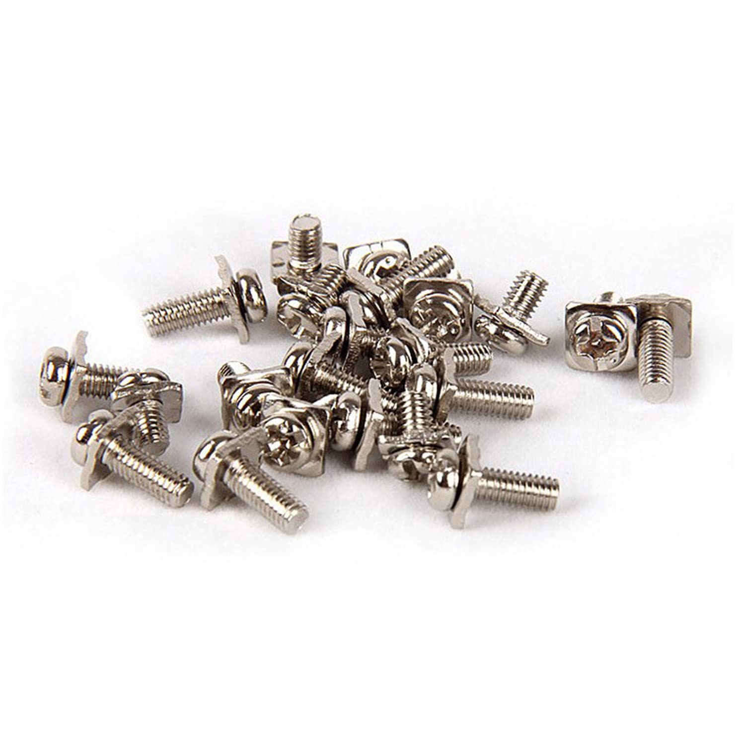 Harissess 50PCS M3*8 Terminal Block Screws with Square Washers(6 * 6mm),Nickel Plated Cross Pan Head Screw, M3*8*6mm