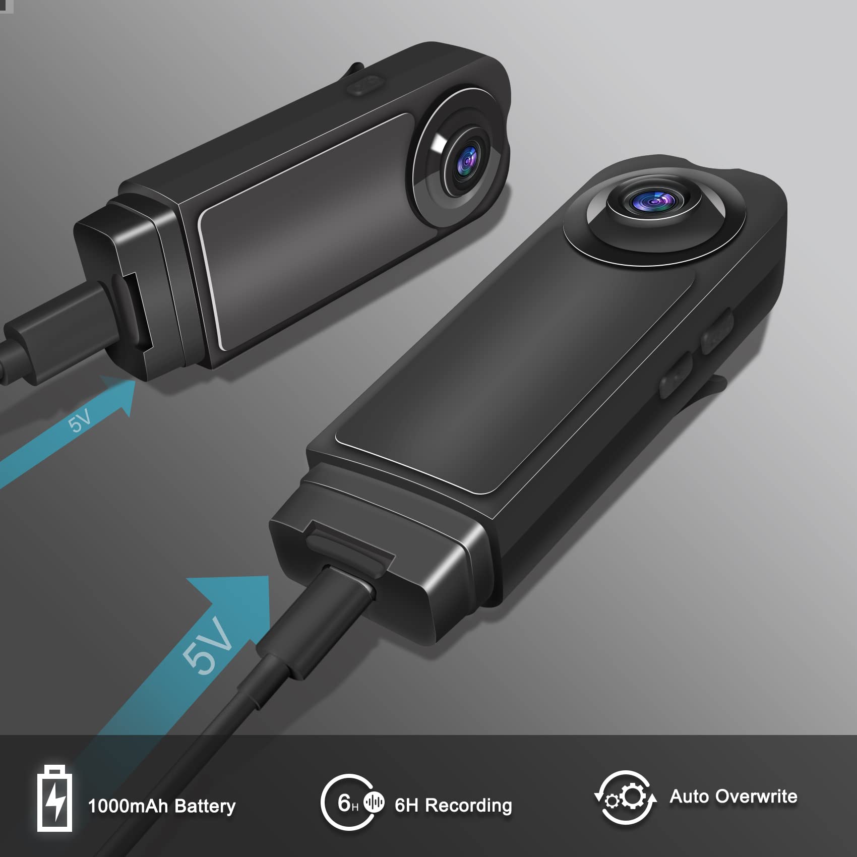 HOT2GO Mini Body Camera, Nanny Cam Hidden Camera with HD 1080P, 6 Hours Battery Life, Night Vision Spy Camera with 64G TF Card, Suitable for Cycling Home Office Security