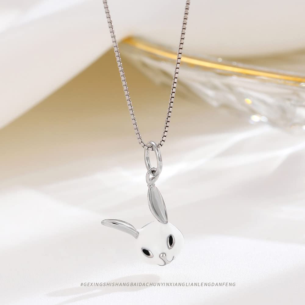 JXGXB Rabbit Necklace for Women Sterling Silver Easter Pendant Bunny Jewelry
