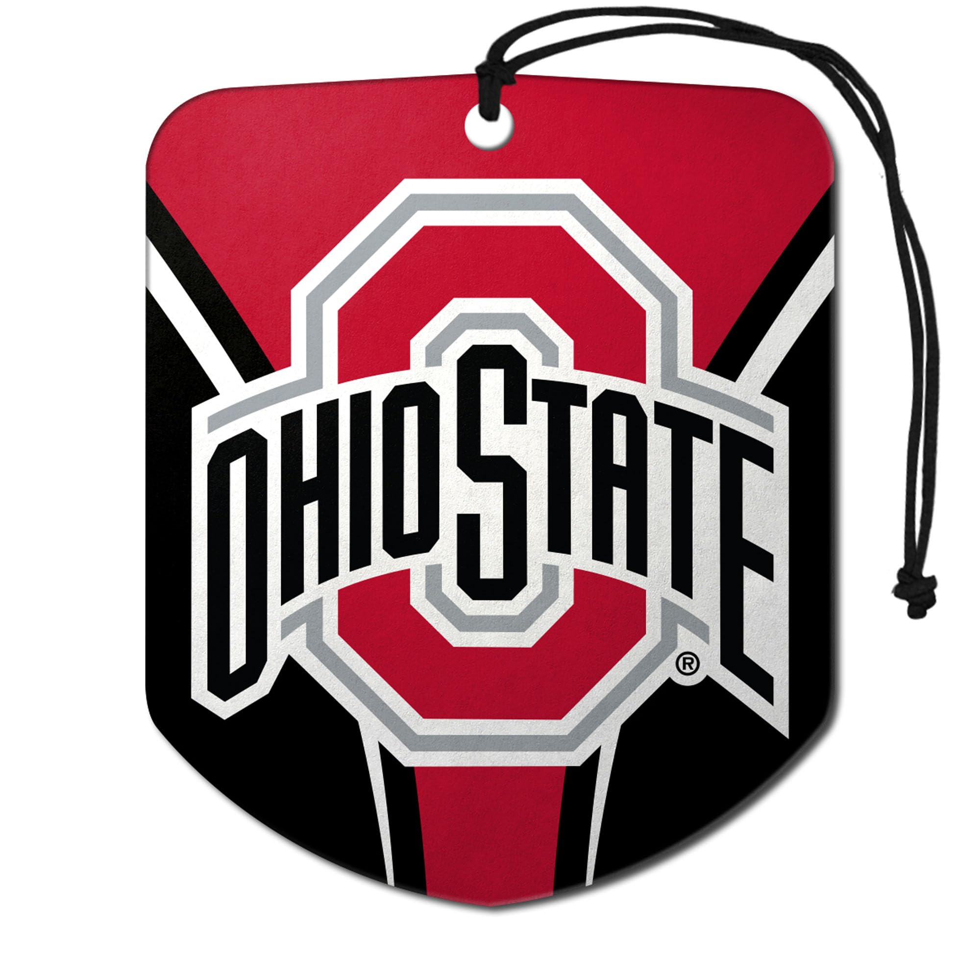 FANMATS 61626 NCAA Ohio State Buckeyes Hanging Car Air Freshener, 2 Pack, Black Ice Scent, Odor Eliminator, Shield Design with Team Logo