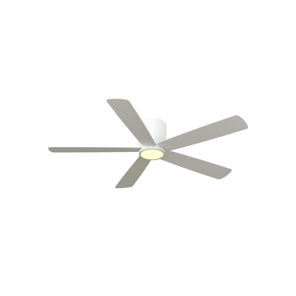 Home Decorators Collection Britton 52 in. Integrated LED Indoor Matte White Ceiling Fan with Light Kit and Remote Control, SW19110 MWH