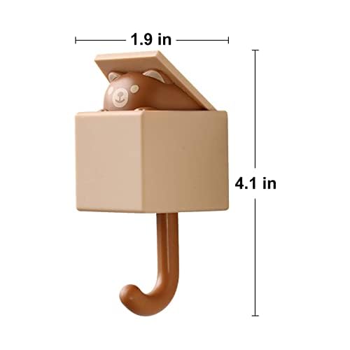 PULRYO 2 Pcs Creative Adhesive Coat Hooks, Plastic Pet Wall Hooks for Hanging Key, Bag, Hat, Towel, Backpacks, Cute Cat Adhesive Hooks for Wall Decorations (H)