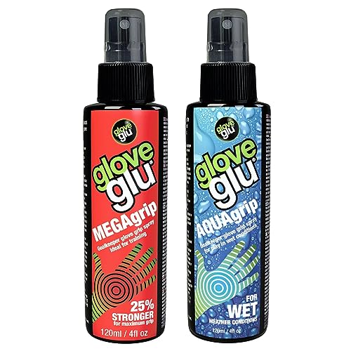 gloveglu MEGAgrip+ AQUAgrip Goalkeeper Glove Grip Spray Bundle. Contains gloveglu MEGAgrip 120ml + gloveglu AQUAgrip 120ml