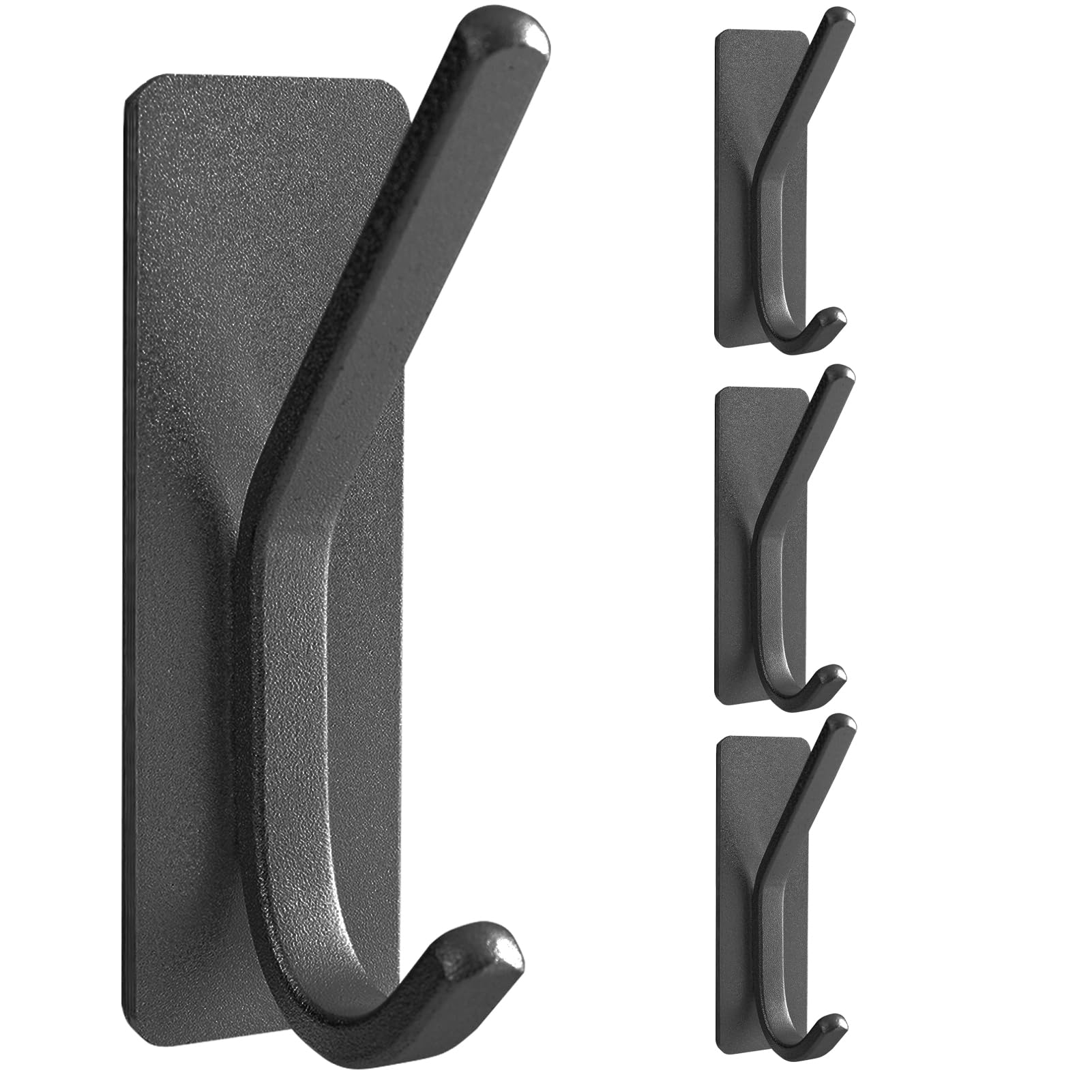 Paoli Heavy Duty Self Adhesive Hooks - Sturdy self Adhesive Hooks for Home, School and Office Easy to fit and Remove ( Black ,Set of 4)