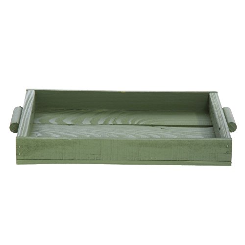 HUBERT Display Tray with Handles Green Wood - 15 1/2 W x 10 1/2 D x 2" H