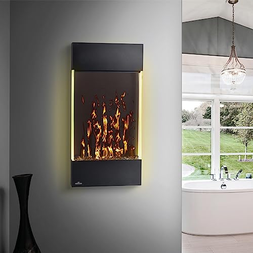 Napoleon Allure Vertical Series 38 Wall Mount Electric Fireplace - Multi-Color Flames with Large Crystal Cubes and Natural Looking Driftwood Logs - NEFVC38H