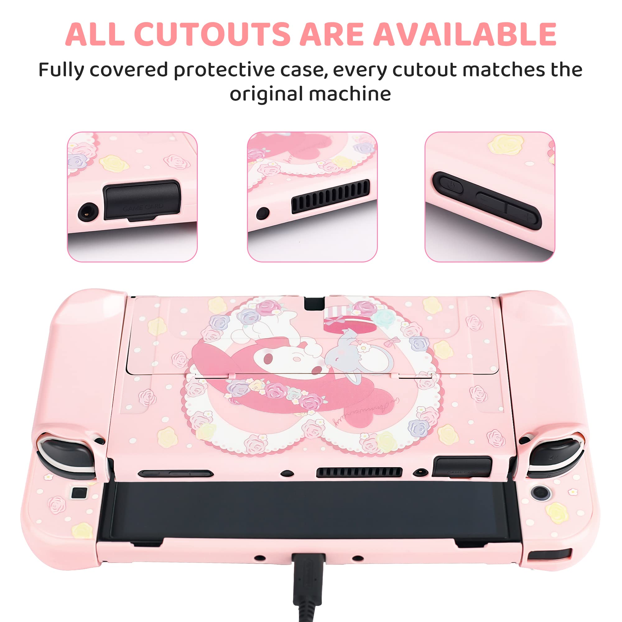 FUNDIARY Cute Protective Shell Compatible with Nintendo Switch OLED (Rabbit)