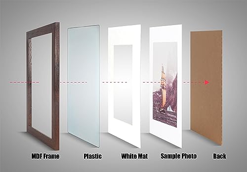 kennethan 11x14 Picture Frame Dark Brown 2 Pcs in 1 set 11x14 Frame can Display 8x10 Picture with Mat or 11x14 Without Mat on the Wall