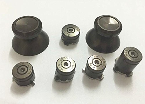 Gametown® Metal Thumbsticks Grips and Chrome ABXY & Guide Buttons Set For Xbox One Black