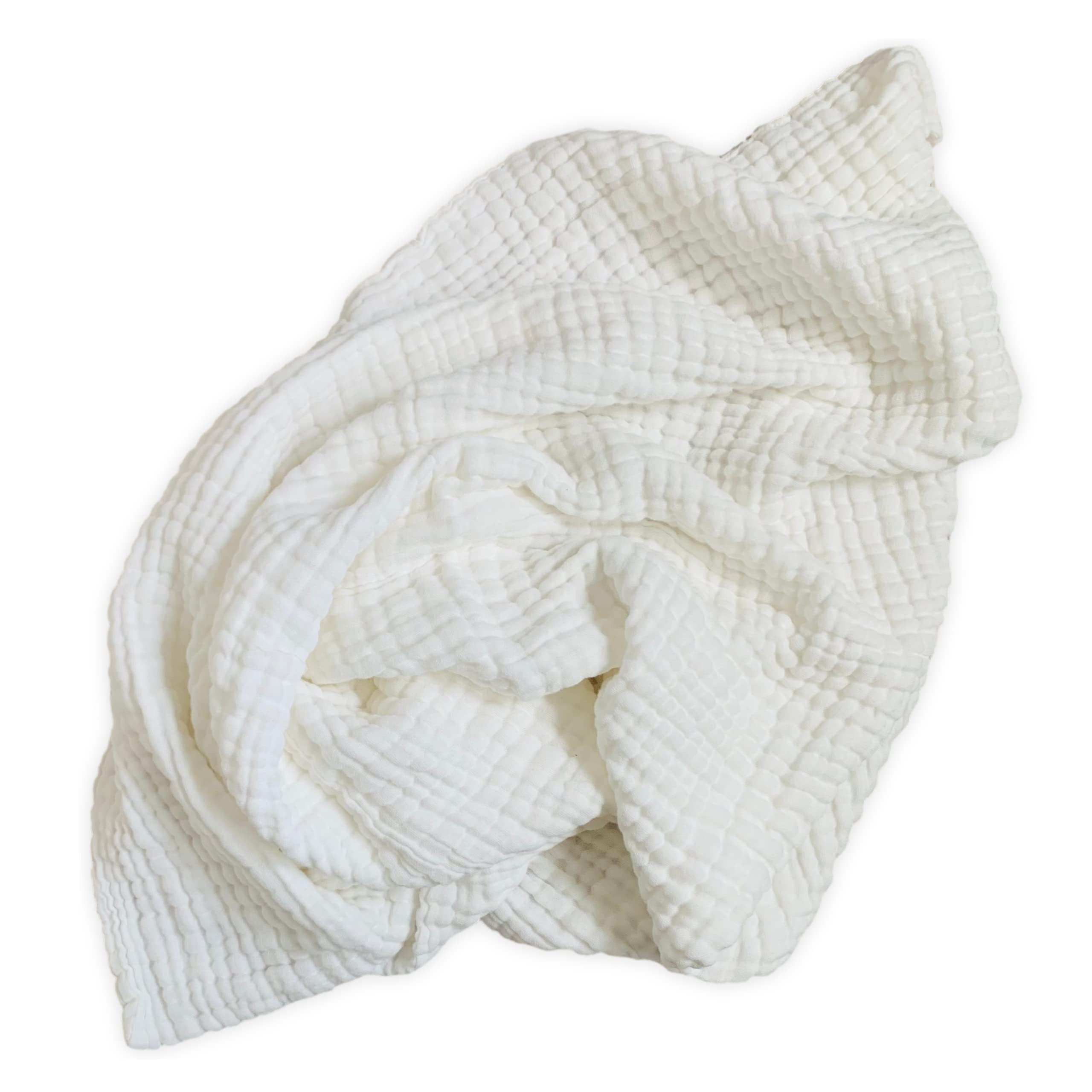 Leyl&Ari Basic Toddler Blanket - Organic Baby Towel - Baby Toddler Muslin Quilt- Crib Blanket - 3 Layers Organic Cotton Baby Blanket- 40"X40" (Snowy White)