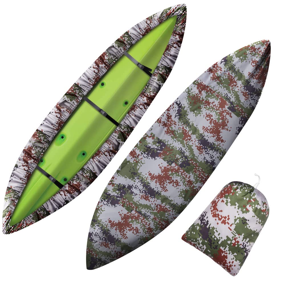 Dulcii Universal Camouflage Kayak Canoe Boat Waterproof UV Resistant Dust Storage Cover Shield, 6 Size to Choose (4.0-4.5m/13.0-14.7ft)