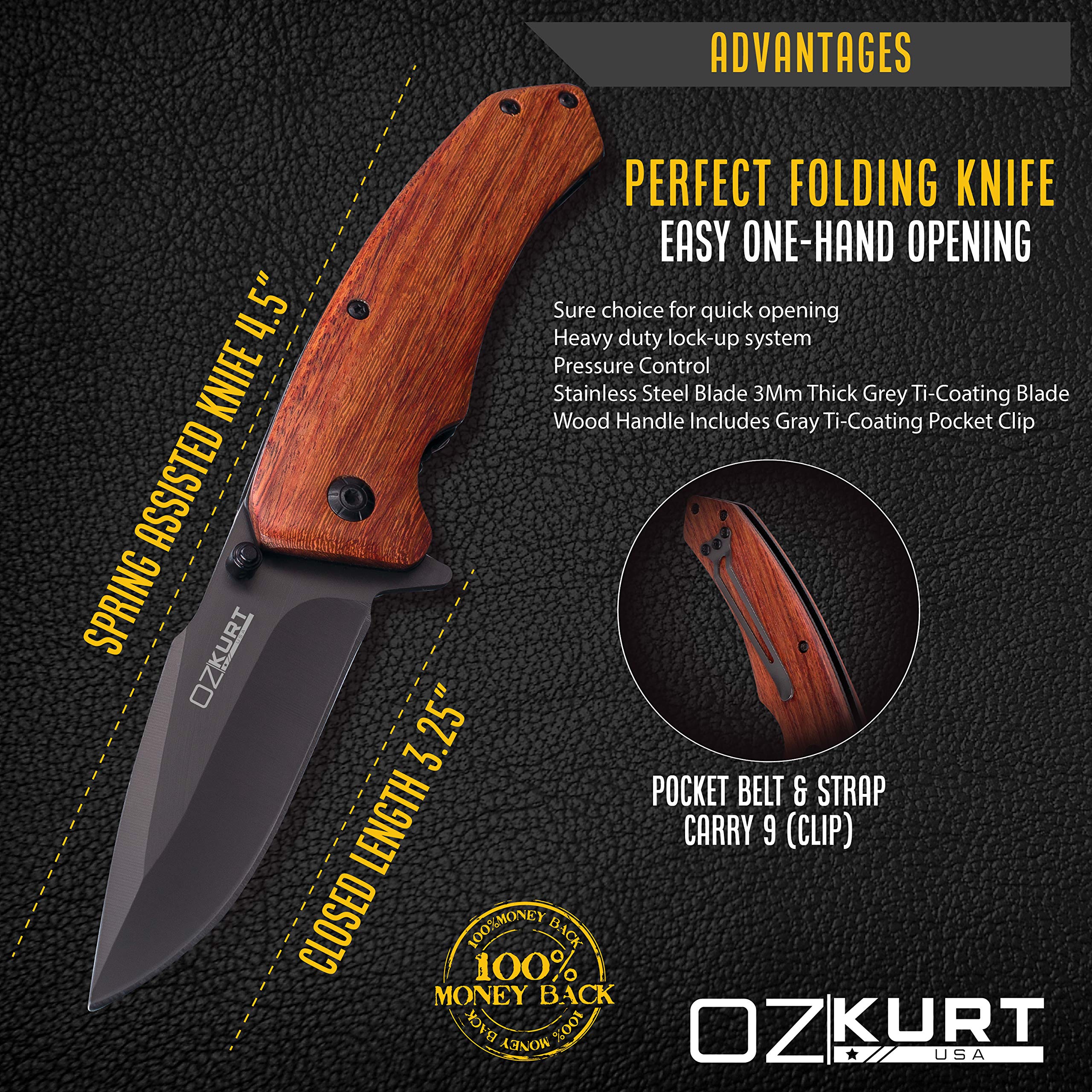 Lara Laser Works Oz-Kurt Personalized Pocket Knife Gifts for Dad Customized Groomsman Gift Free Engraving (SET OF 6)