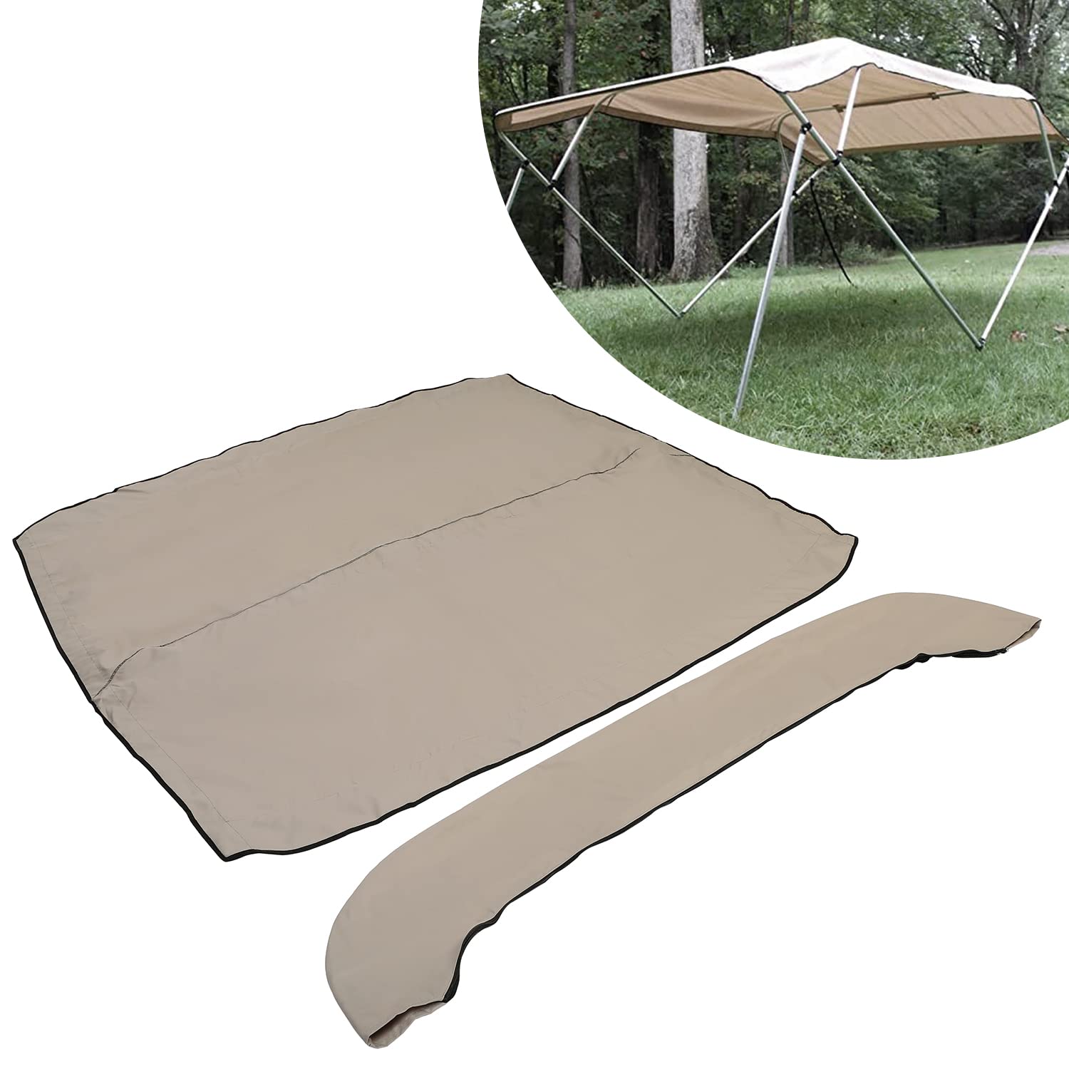 HECASA 3 Bow Boat Sun Shade 72" L 67"-72" W Bimini Top Replacement Canopy Cover with Boot Gray Canvas Only Without Frame