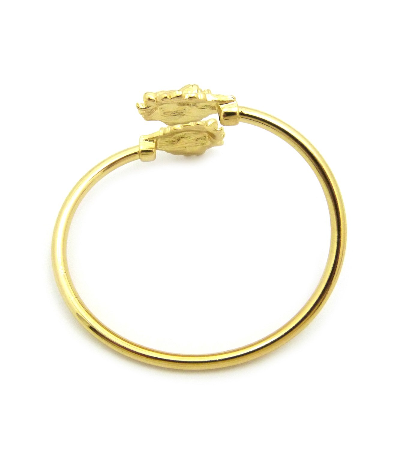Fashion 21 Unisex Roaring Lion Head Piece Bangle Cuff Zinc Alloy Bracelet in Gold Tone (Large Size)