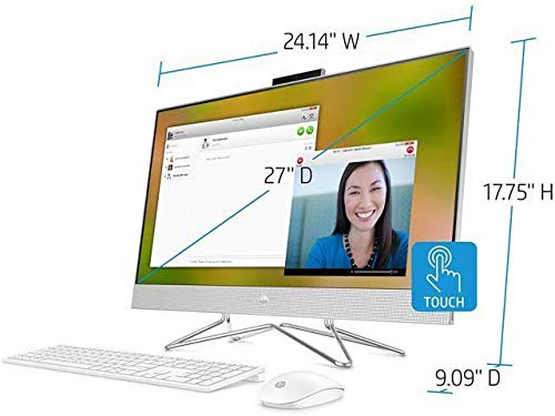 HP Pavilion 27 Touch Desktop 2TB SSD 32GB RAM Win 10 Pro (Intel 10th gen Quad Core CPU and Turbo Boost to 4.90GHz, 32 GB RAM, 2 TB SSD, 27-inch FullHD Touchscreen, Win 10 Pro) PC Computer All-in-One