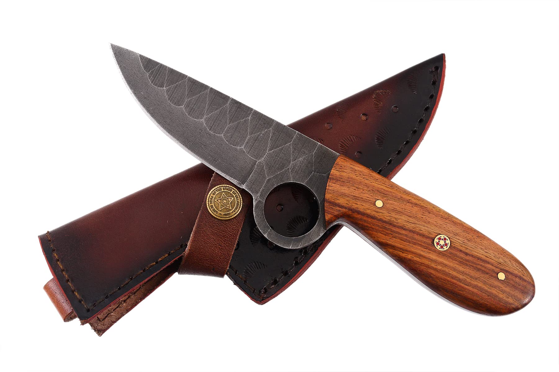 HANDCRAFT GOODS Handmade Hunting Knife with Leather Sheath Fixed Blade Bushcraft Knife1095 Carbon Steel knife-Camping knife Skinner Knife for Men