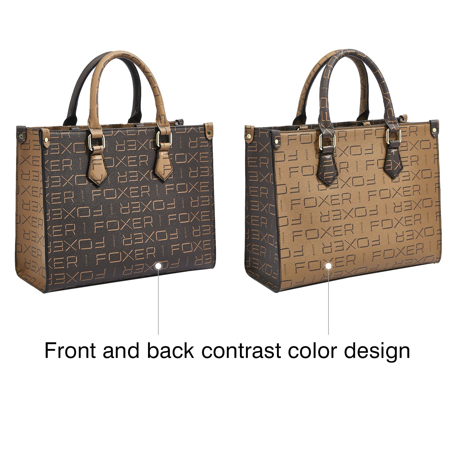 FOXLOVER Womens Top Handle Handbag Ladies Designer PVC Faux Leather Tote Shoulder Bag