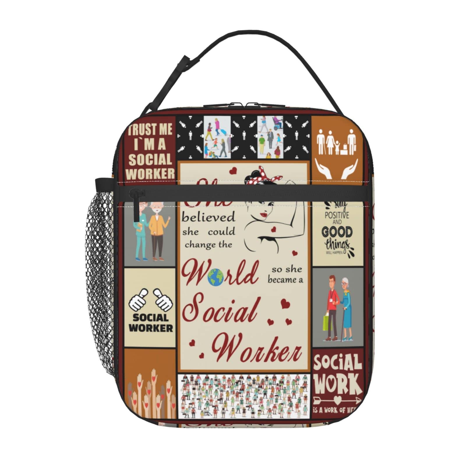 KIYIYZER Social Worker Lunch Bag Insulated Reusable Lunch Box Portable Cooler Tote Bag For Women Men Adults Work Picnic,Give A Gift To Social Work Practitioner